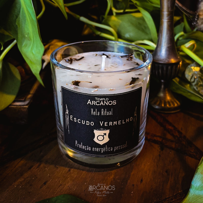 Vela Ritual Escudo Vermelho – Templo Arcanos